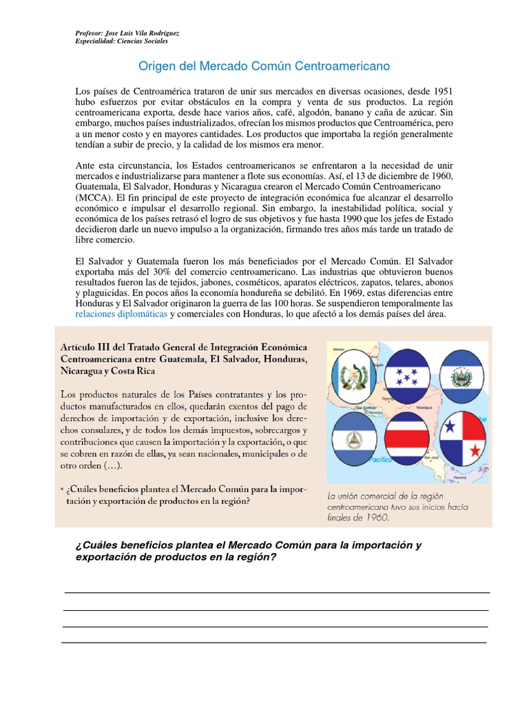 Historia del Mercado Común Centroamericano | PDF