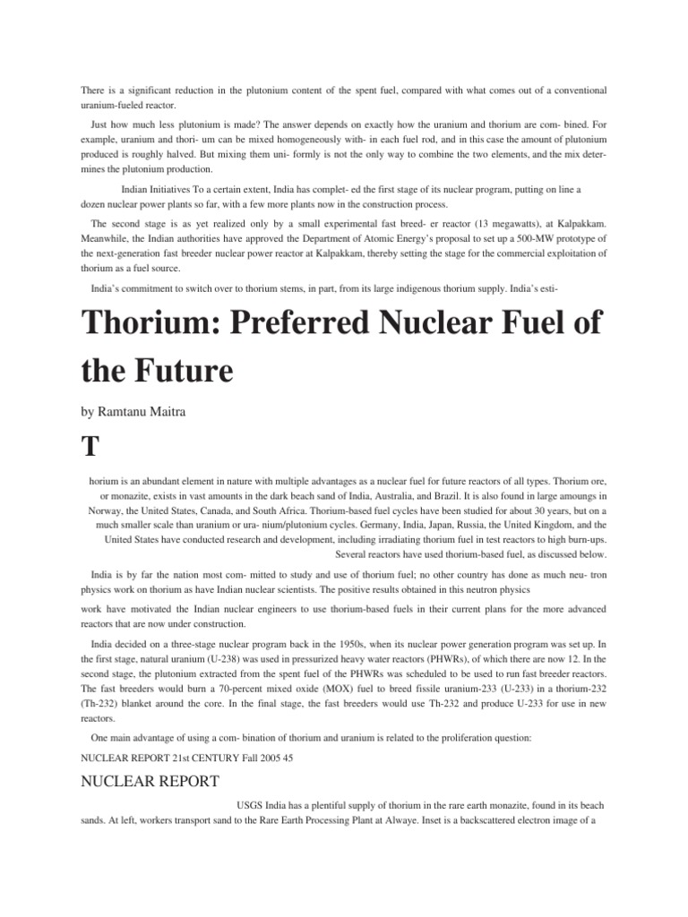 Thorium Nuclear | PDF | Nuclear Fuel | Nuclear Reactor