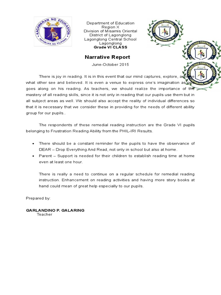 Narrative Report 2015 | PDF | Vocabulary | Teachers