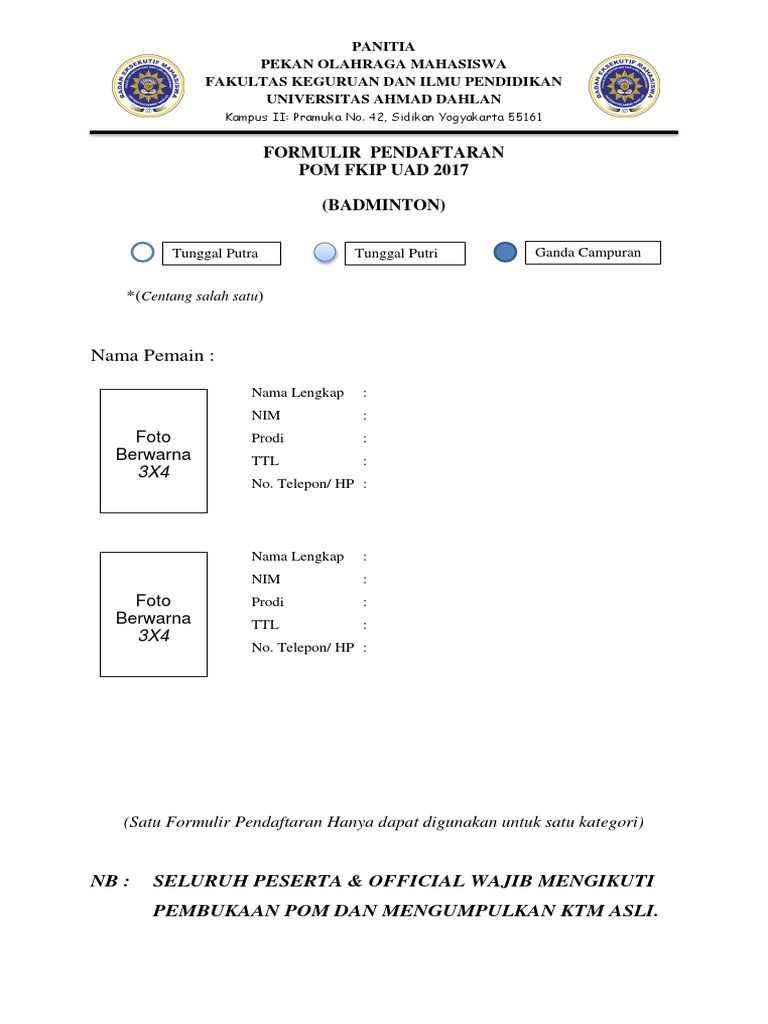 FORM Badminton | PDF