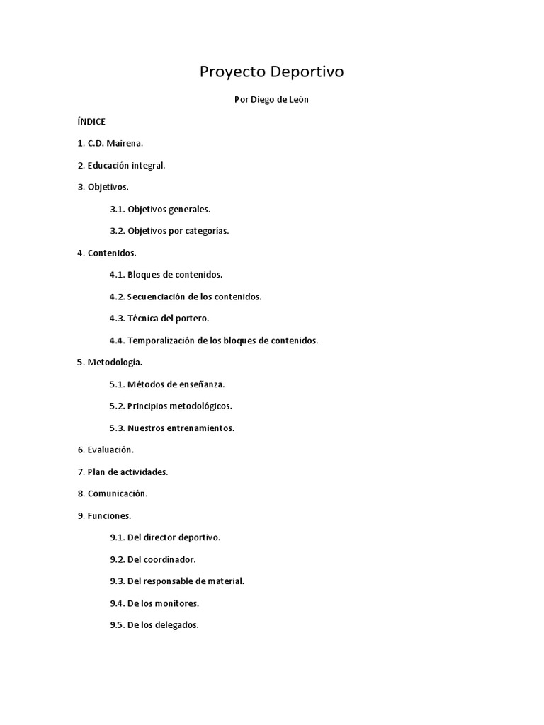 Proyecto Deportivo | PDF | Asociación de Futbol | Aprendizaje