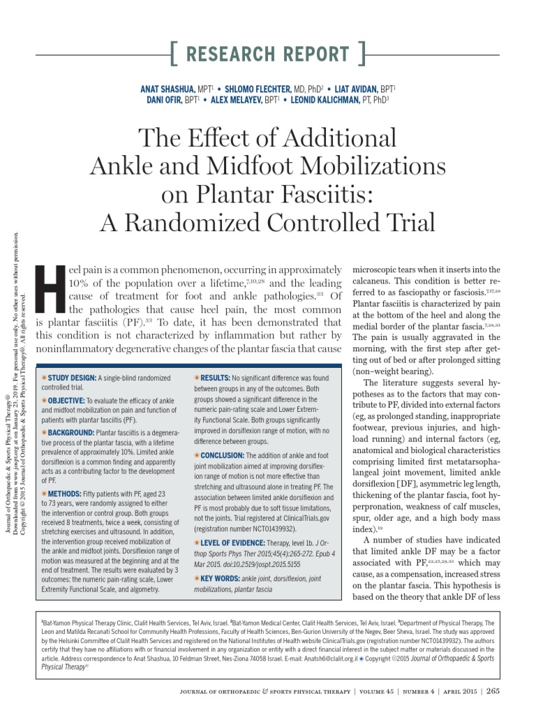 The Effect of Additional Ankle and Midfoot Mobilizations On Plantar ...