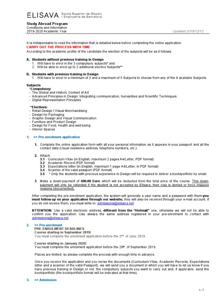 Information and Conditions Study Abroad 19-202 | PDF | International ...