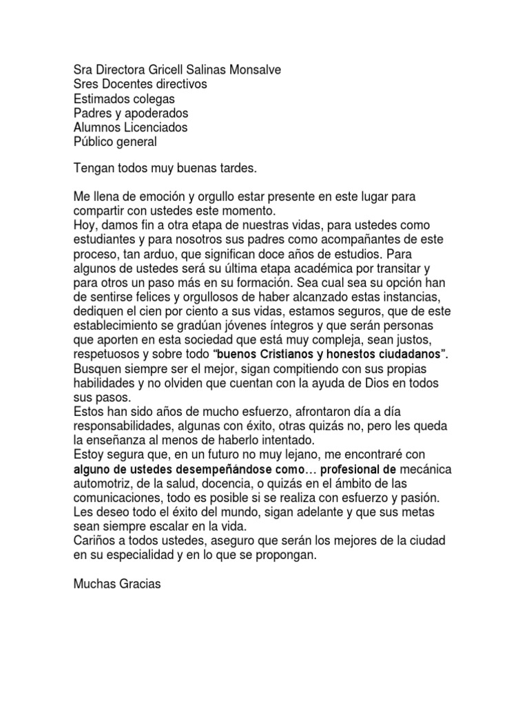 Discurso Apoderado | PDF