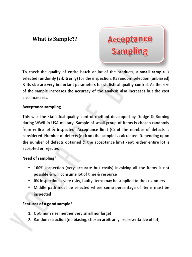 What Is Sample??: Acceptance Sampling | PDF | Sampling (Statistics ...