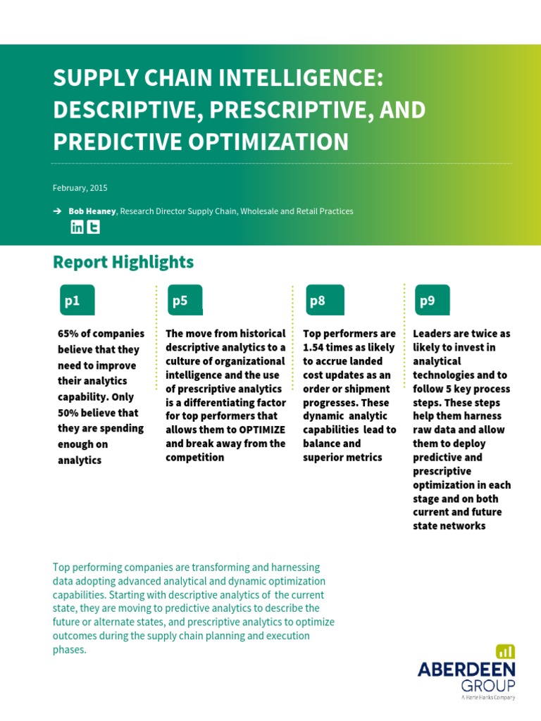Supply Chain Intelligence: Descriptive, Prescriptive, and Predictive Optimization | PDF ...