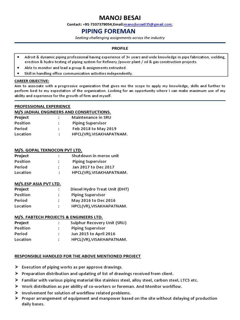 Piping Foreman | PDF | Pipe (Fluid Conveyance) | Steel