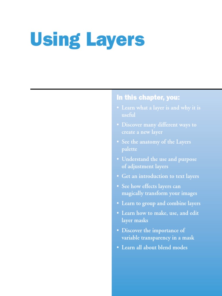 Using Layers: in This Chapter, You | PDF | Adobe Photoshop | Computer ...