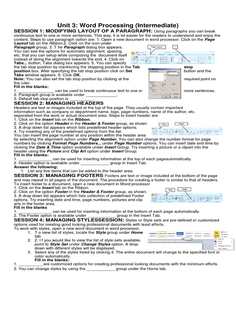 Unit 3 Word Processing Pdf Page Layout Letter Case
