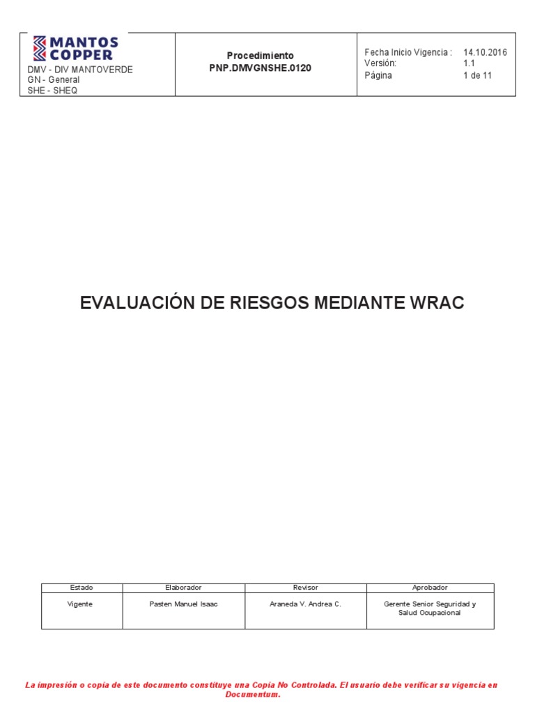 Evaluación de Riesgos con WRAC | PDF | Probabilidad | Riesgo
