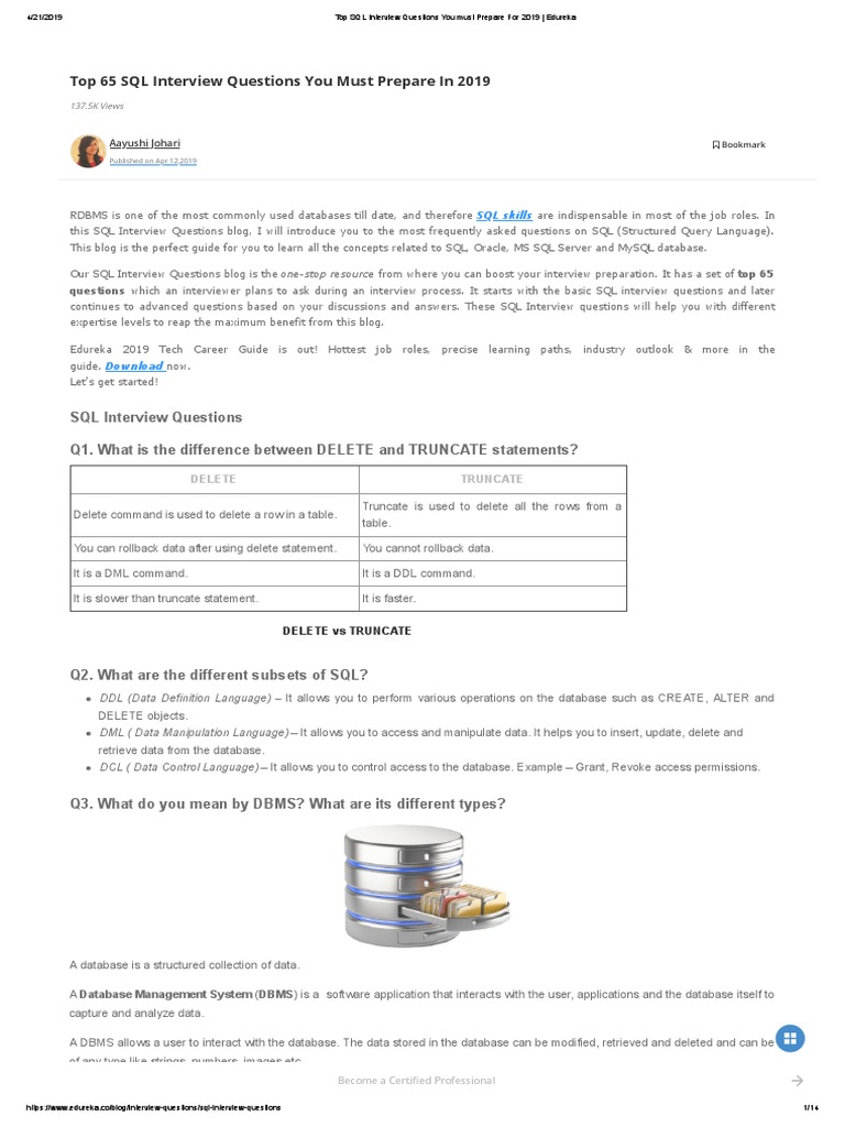 Top SQL Interview Questions You Must Prepare | PDF | Database Index ...