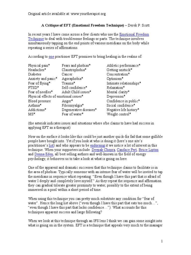 IFS - A-Critique-of-EFT PDF | PDF | Emotional Freedom Techniques ...