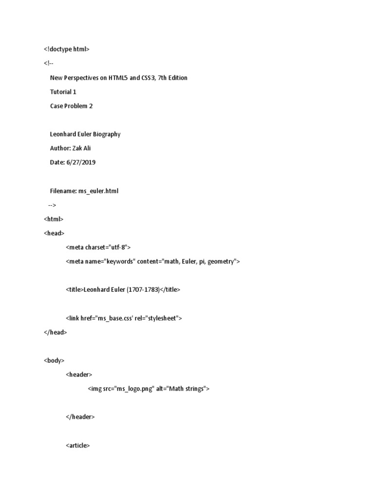 Case 2 HTML | PDF | Leonhard Euler | Teaching Mathematics