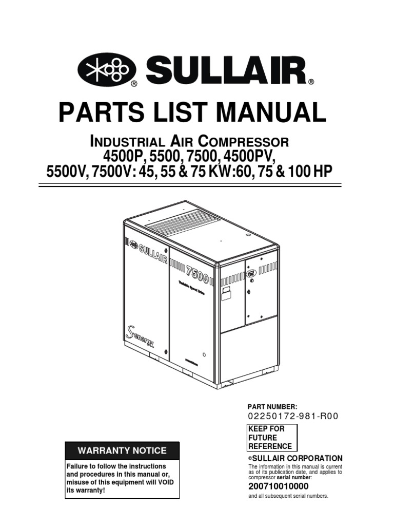 Sullair Compressor 7500 2017 | PDF | Valve | Pipe (Fluid Conveyance)