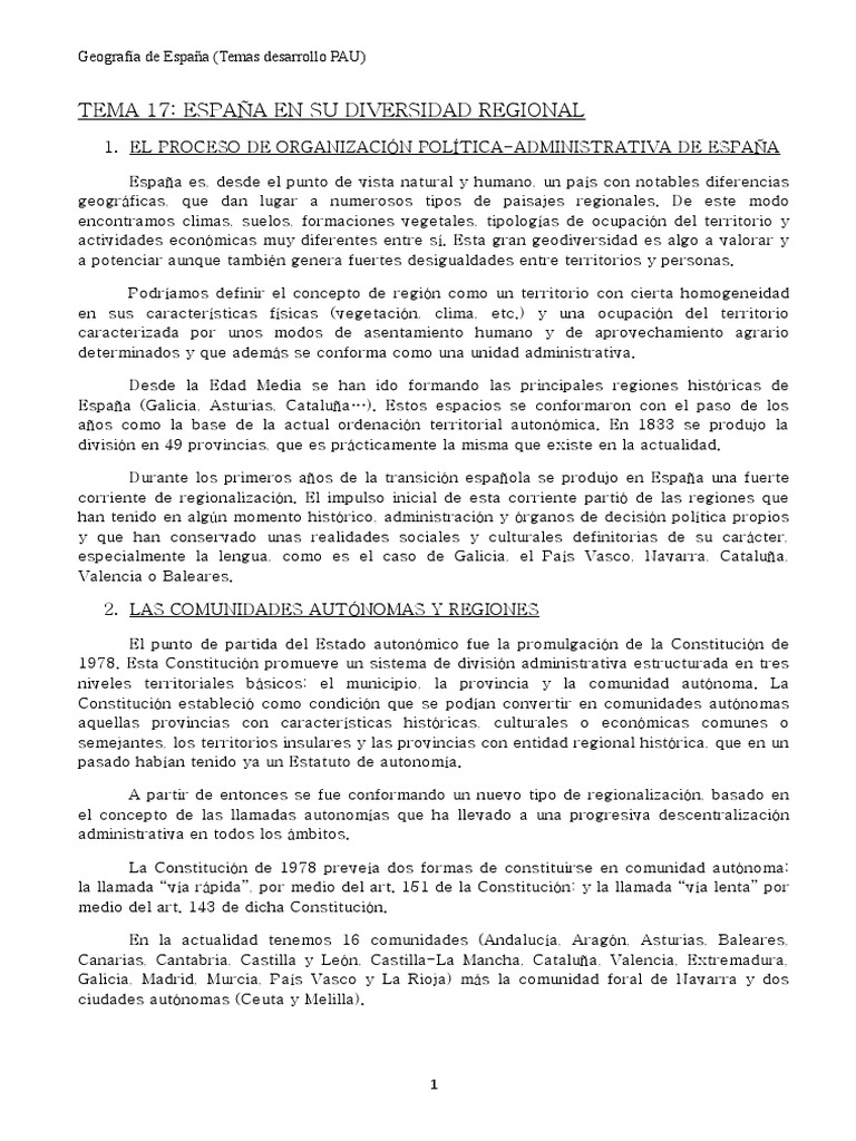 Diversidad Regional y Autonomías en España | PDF | España | Gobierno