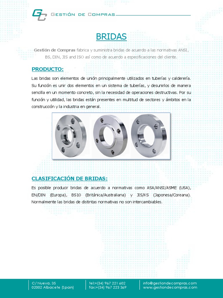 Clasificación y Tipos de Bridas para Tuberías | PDF | Ingeniería ...