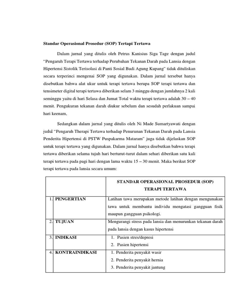 Standar Operasional Prosedur Terapi Tertawa Pada Lansia | PDF