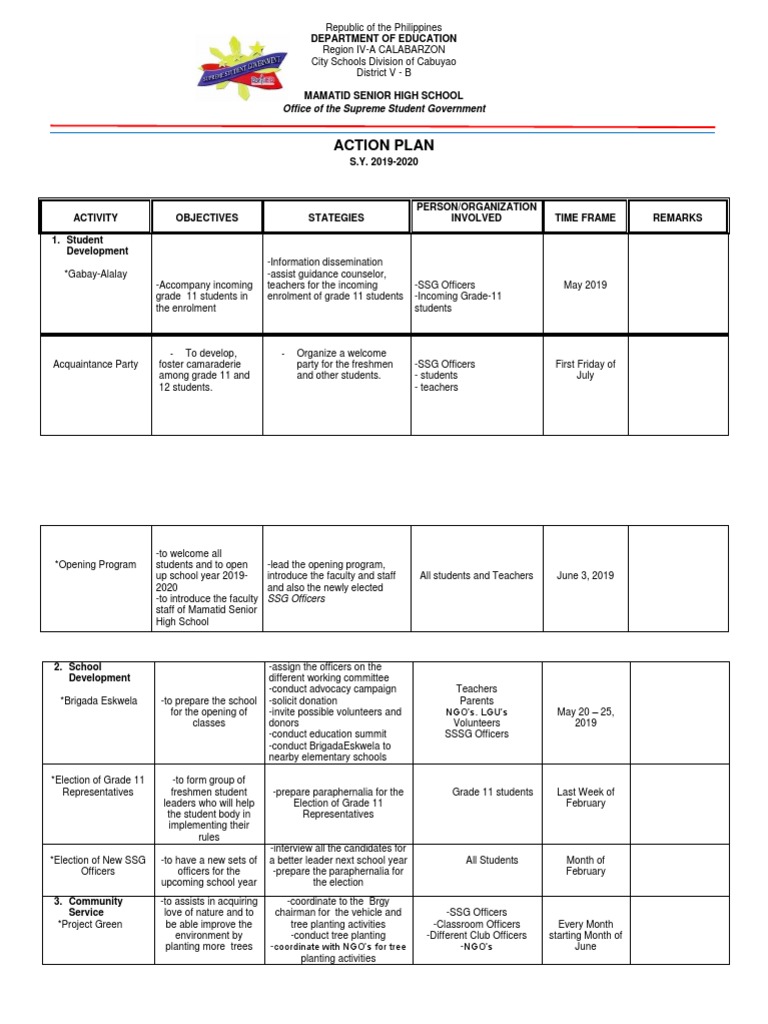 Action Plan | PDF | Students