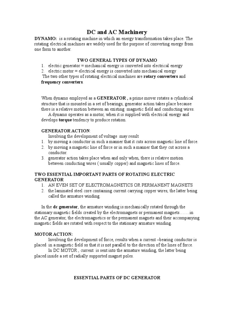 DC & AC Machinery A | PDF | Electric Generator | Electric Motor