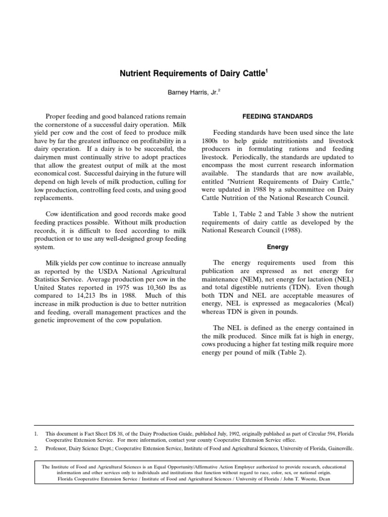 Nutrient Requirements of Dairy Cattle PDF | PDF | Dairy Cattle | Milk