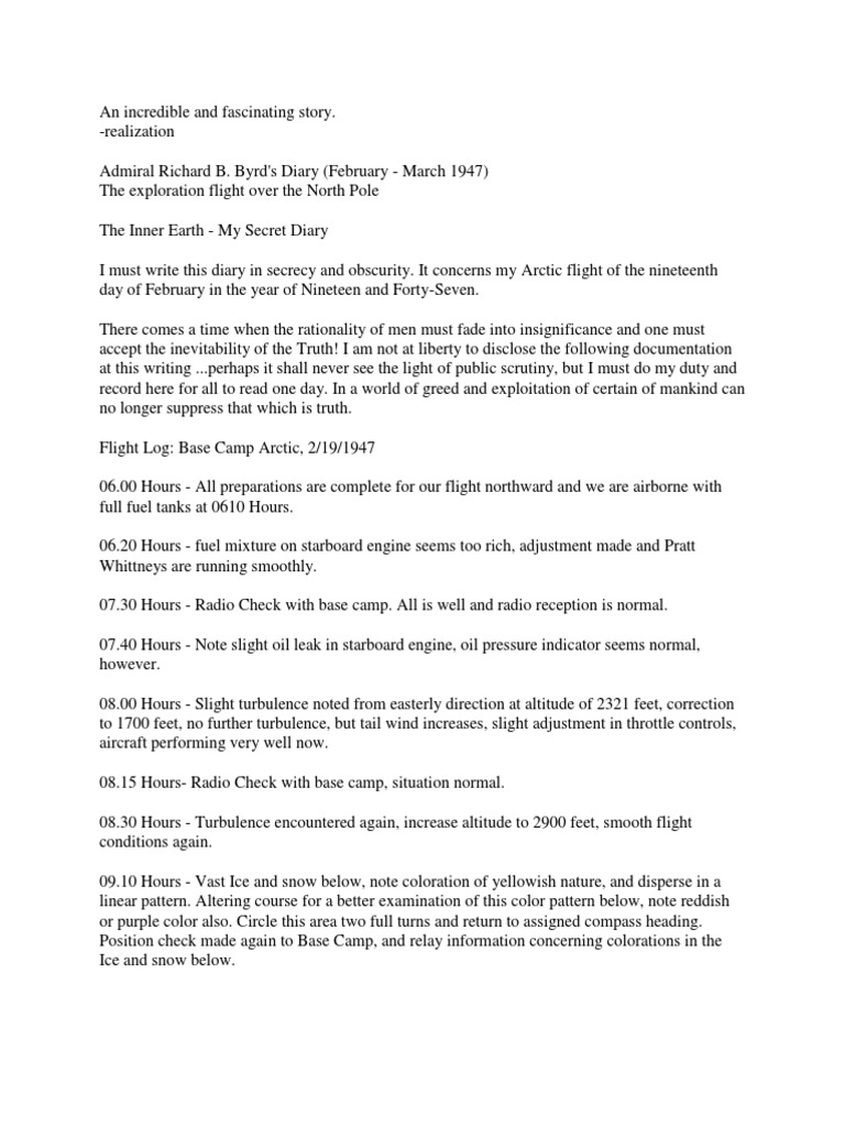 Admiral Richard B. Byrd's Diary (February - March 1947) | PDF | Compass ...