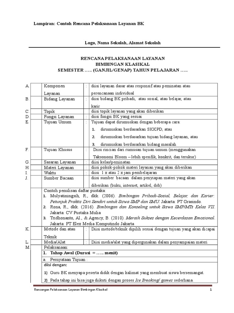 Format RPL Bimbingan Klasikal | PDF