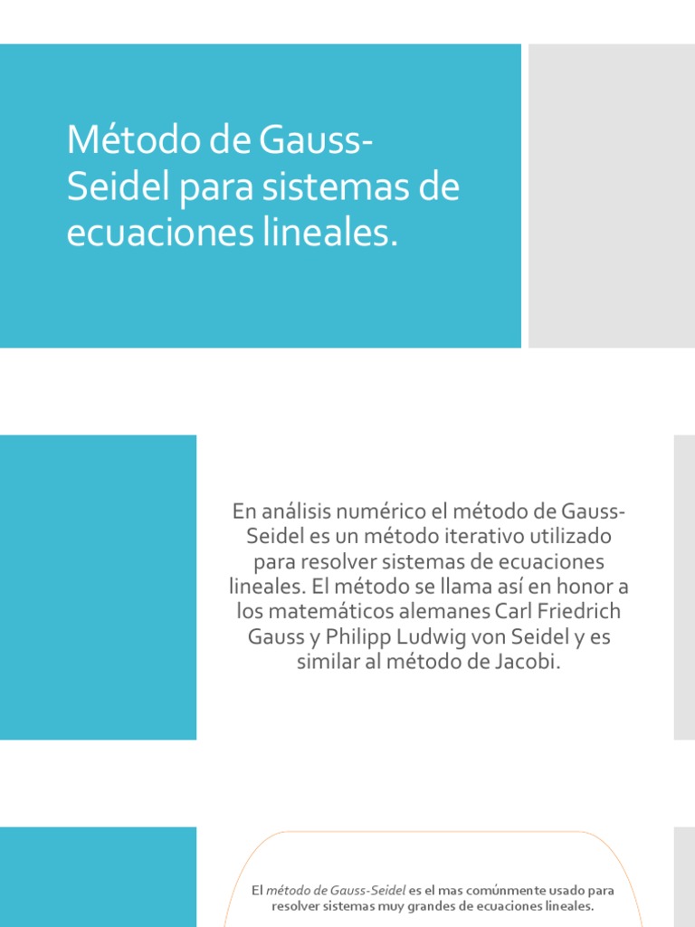 Método de Gauss-Seidel para Sistemas de Ecuaciones Lineales | PDF ...
