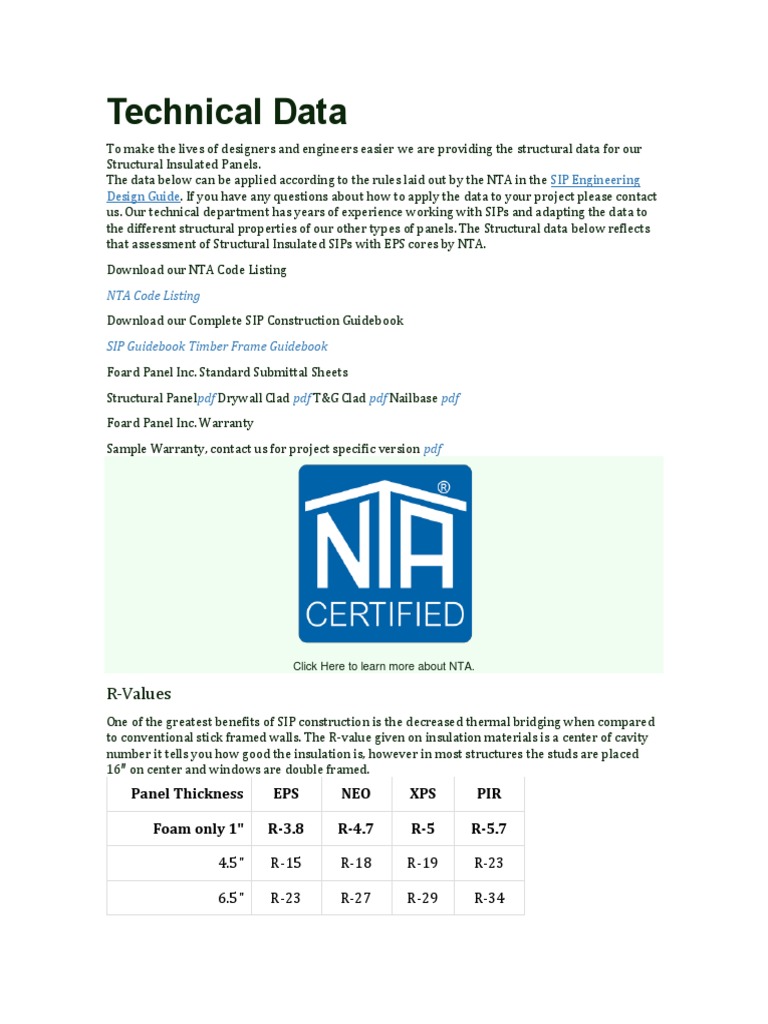Technical Data: SIP Engineering Design Guide | PDF | Building ...