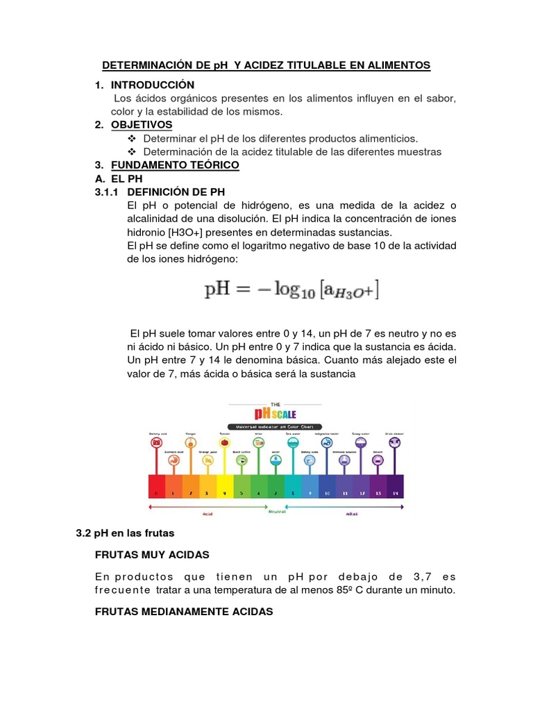 Determinacion de PH y Acidez Titulable | PDF | Valoración | Química