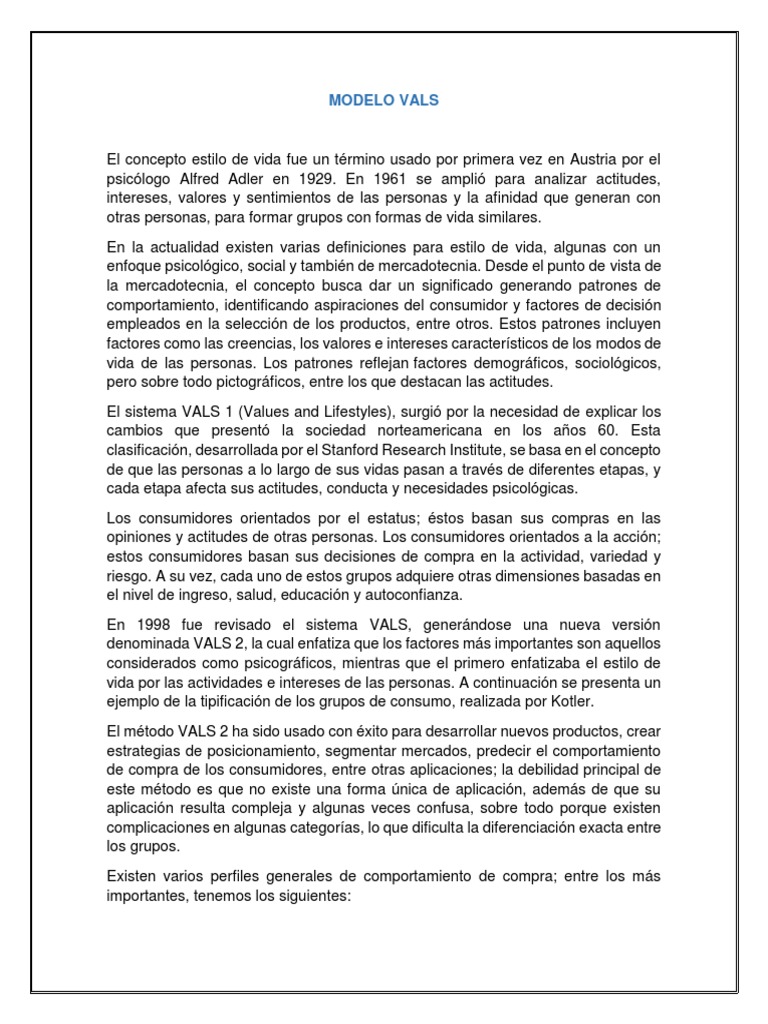 Modelo Vals | PDF | Comportamiento | Actitud (psicología)