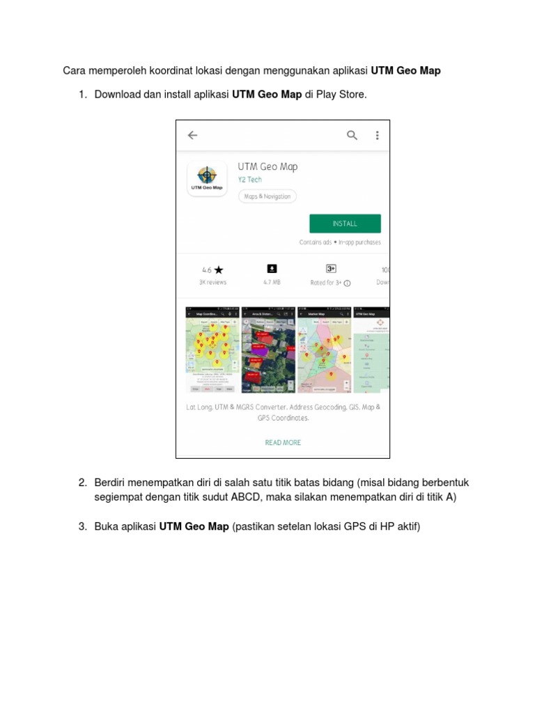 Memperoleh Koordinat Lokasi Dengan UTM Geo Map | PDF