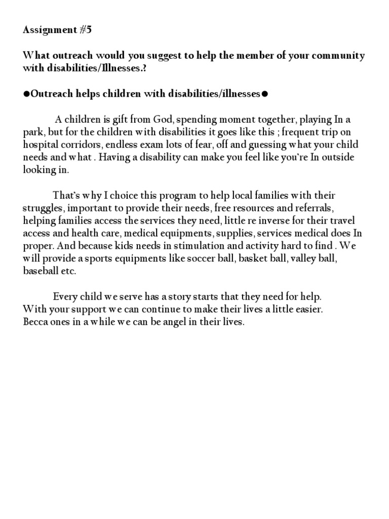Outreach For Disabilities | PDF | Self-Improvement