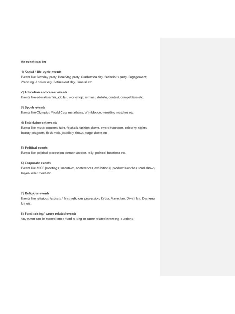 An Event Can Be: 1) Social / Life-Cycle Events | PDF | Computing ...