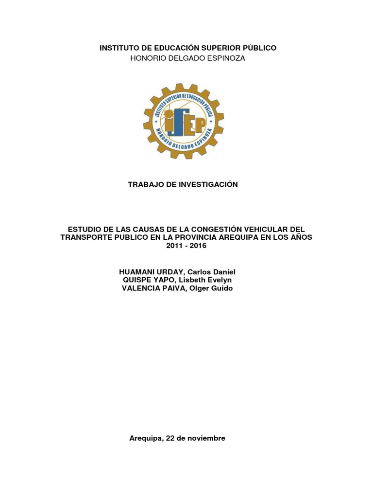 Causas de la congestión vehicular en Arequipa | PDF | La congestión del ...