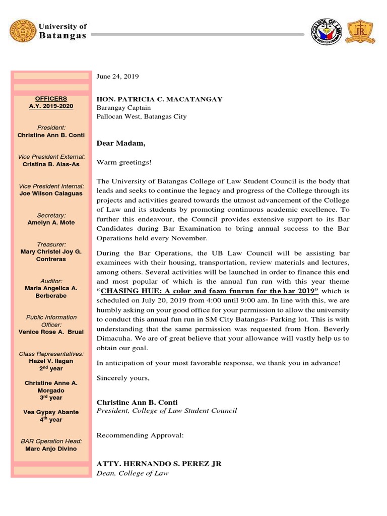 Brgy Captain Request Letter | PDF | Social Institutions | Social Science