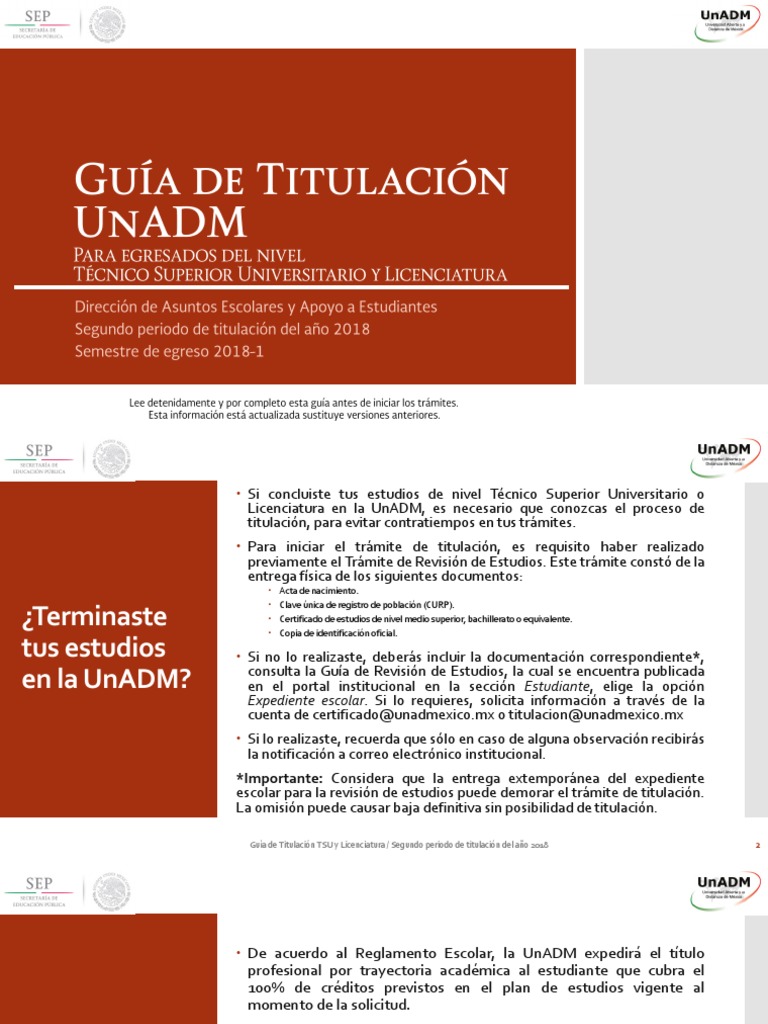 Guía de Titulación UNADM - 2018-1 | PDF | Correo | Educación avanzada