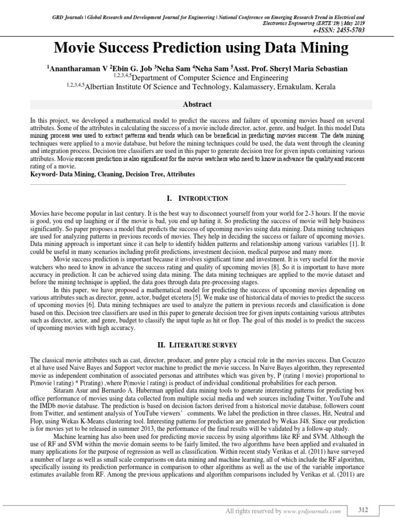 Movie Success Prediction Using Data Mining | PDF | Data Mining ...