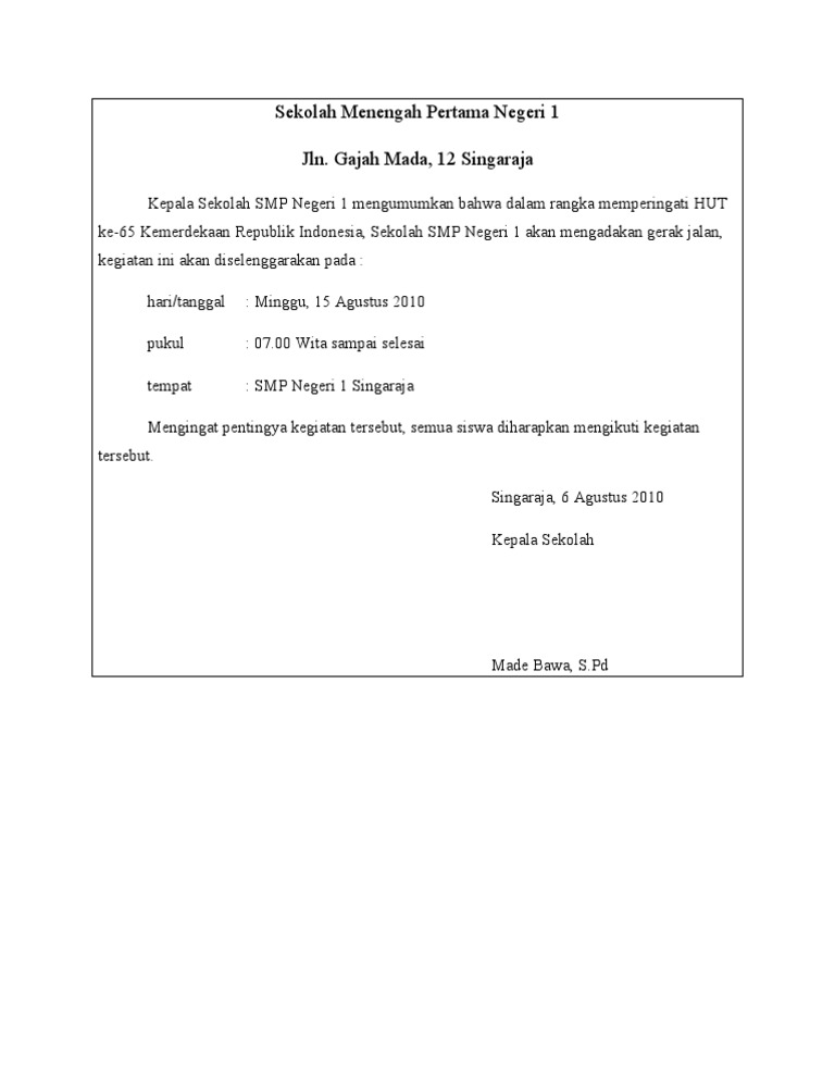 Contoh Pengumuman Pdf