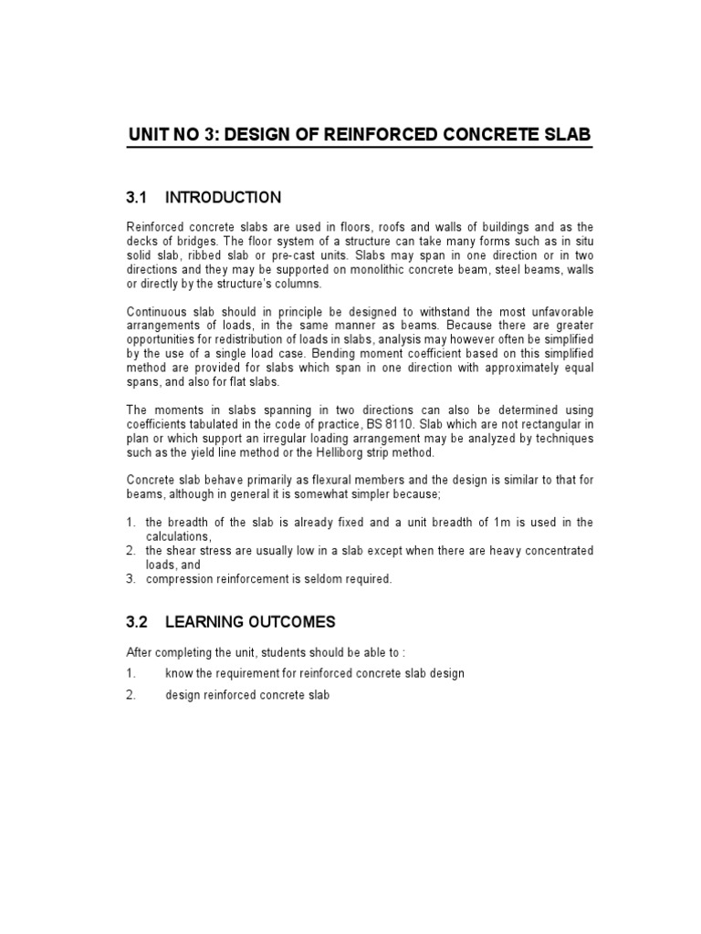 Sample Design of Concrete Slab | PDF | Beam (Structure) | Bending