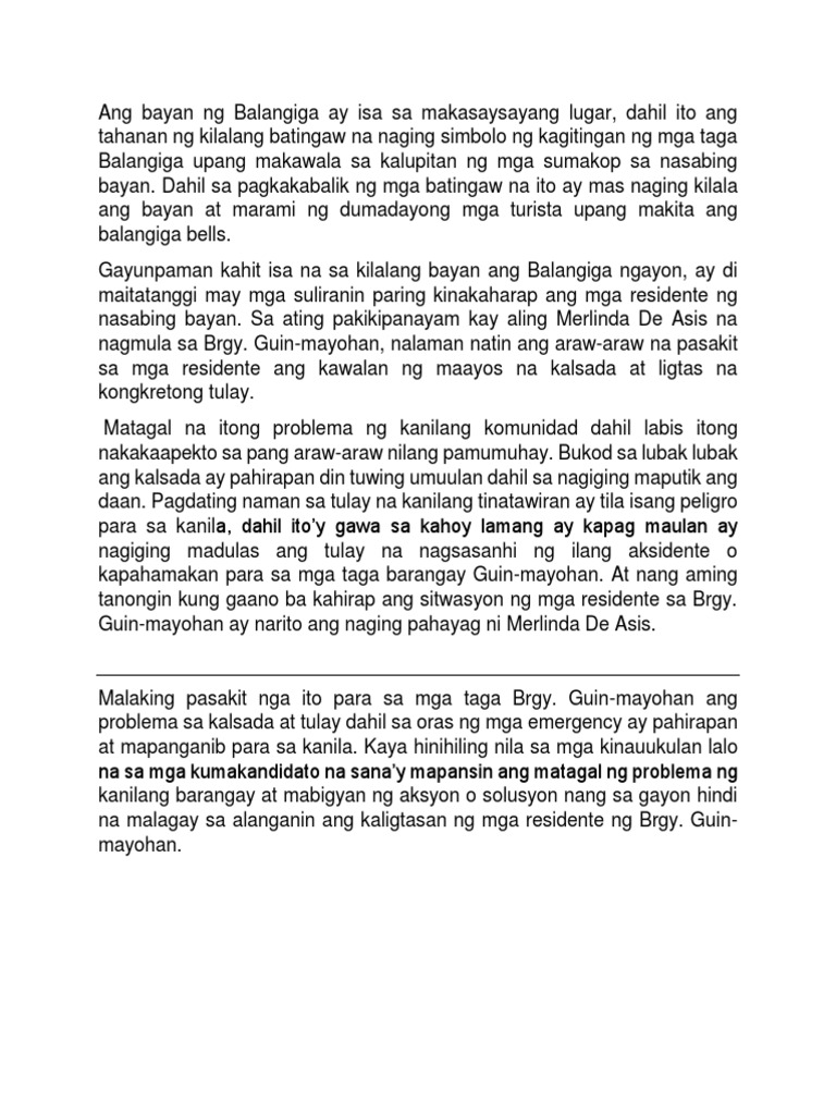 Ang Bayan NG Balangiga Ay Isa Sa Makasaysayang Lugar | PDF