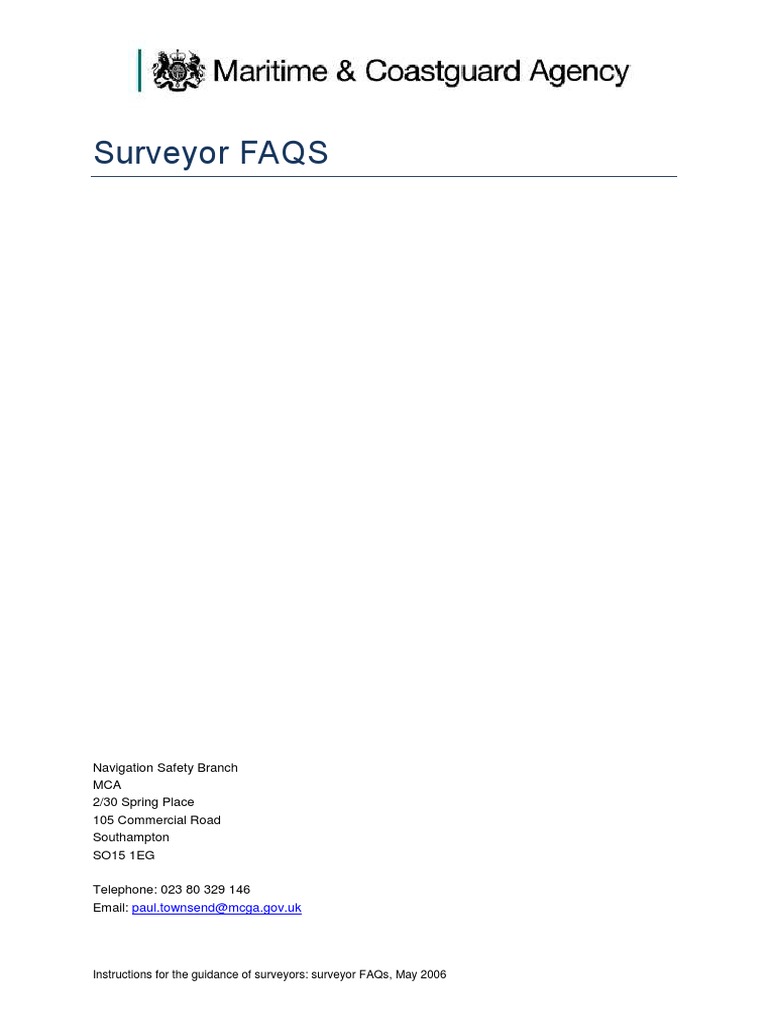 Surveyor FAQS: Navigation Safety Branch MCA 2/30 Spring Place 105 ...