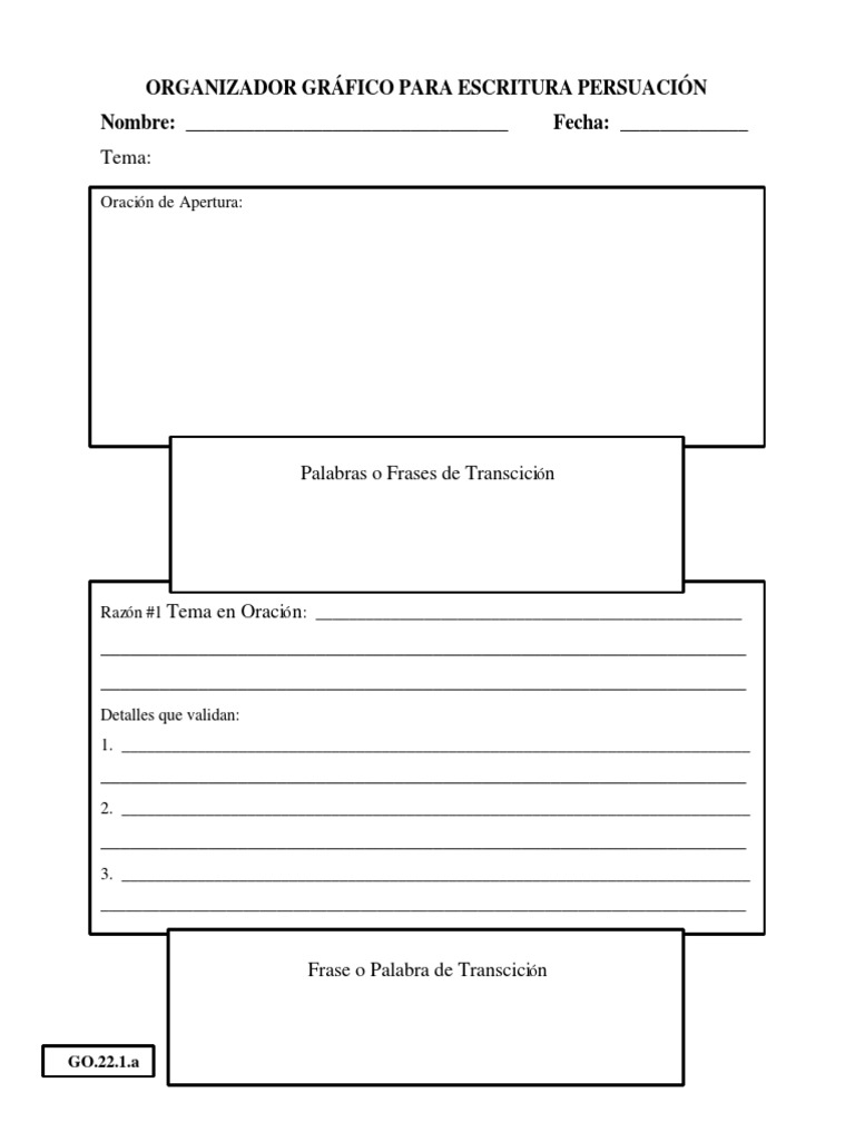 Organizador Gráfico para Escritura y Persuasión | PDF