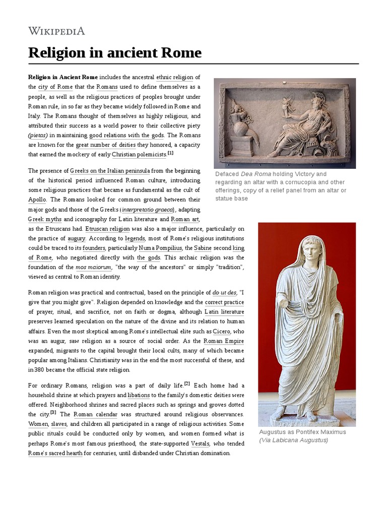 Religion in Ancient Rome | Download Free PDF | Romulus And Remus ...