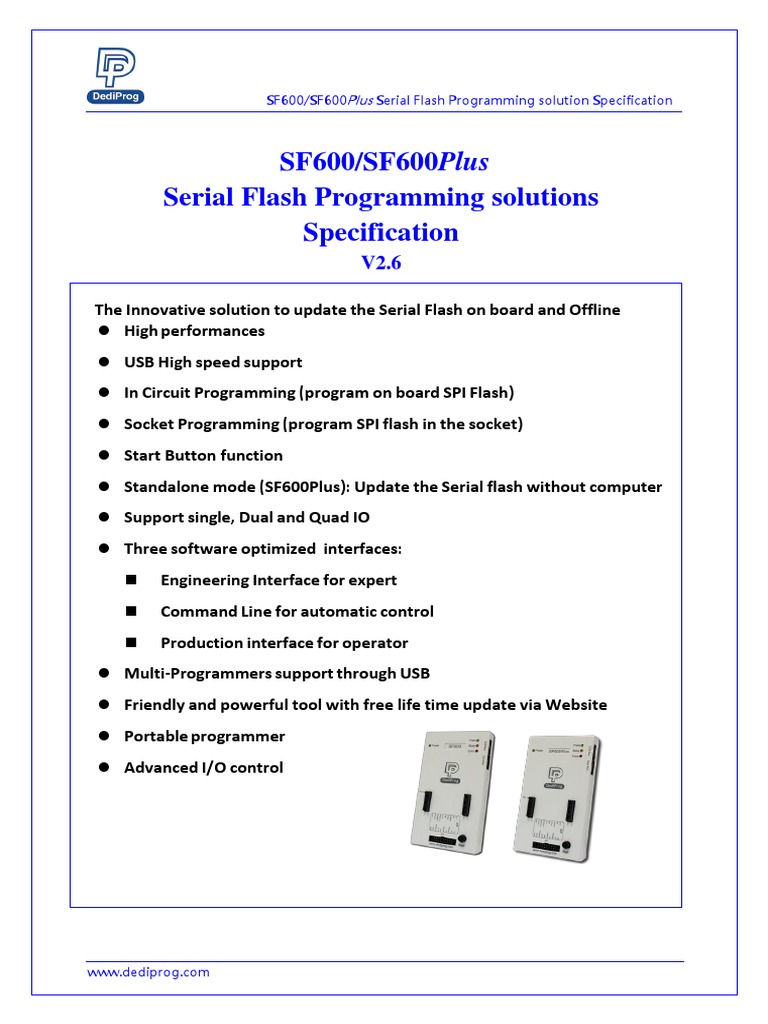 SF600/SF600Plus Serial Flash Programming Specification | PDF | Electrical Connector | Usb
