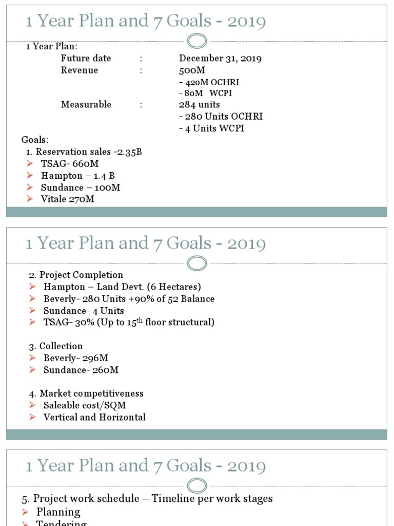 1 Year Plan and 7 Goals - 2019 | PDF