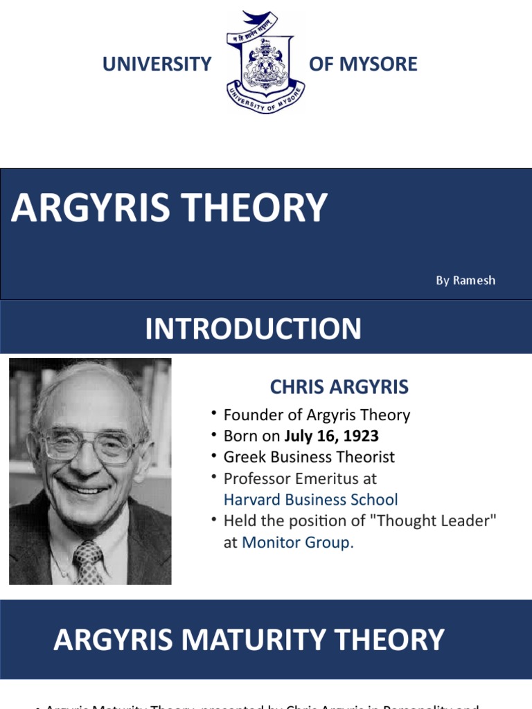 Argyris Maturity Theory by Ramesh | PDF | Self Control | Self-Management