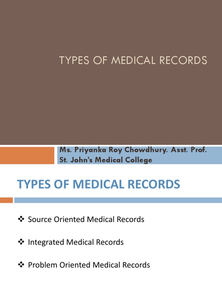 Types of Medical Records Explained | PDF | Medical Record | Therapy