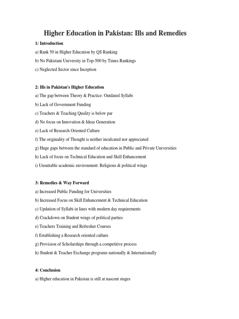 Higher Education in Pakistan | PDF