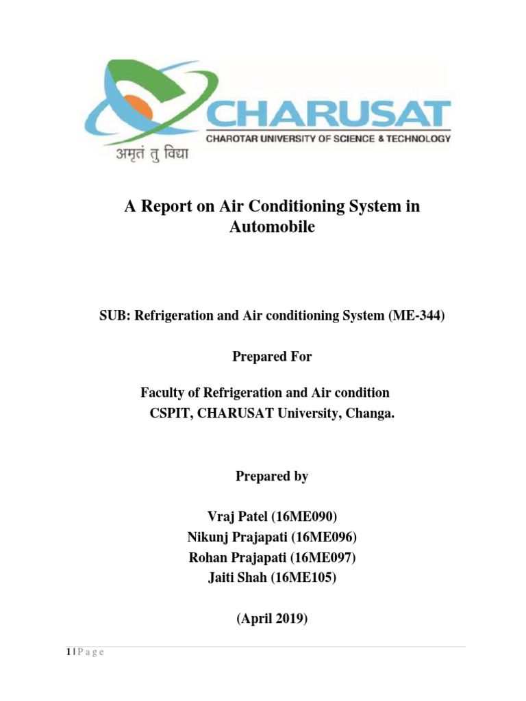 Report on Automotive Air Conditioning Systems | PDF | Air Conditioning ...