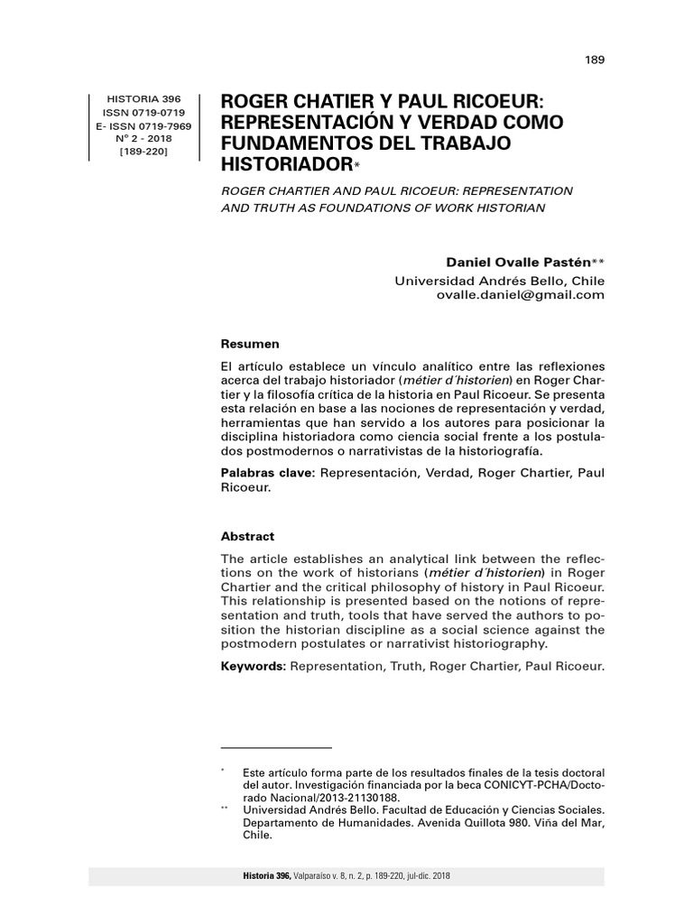 Roger Chartier y Paul Ricoeur | PDF | Historiografía | Verdad